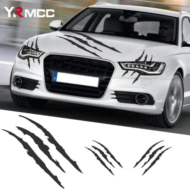 3PCS Monster Claw Sticker Car Hood Headlight Vinyl Sticker PVC Wolf ...