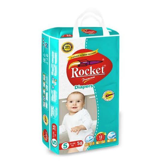 Rocket Premium Diapers Jumbo Pack Size 5 XL (11-25KG), 58 Count | Daraz.pk