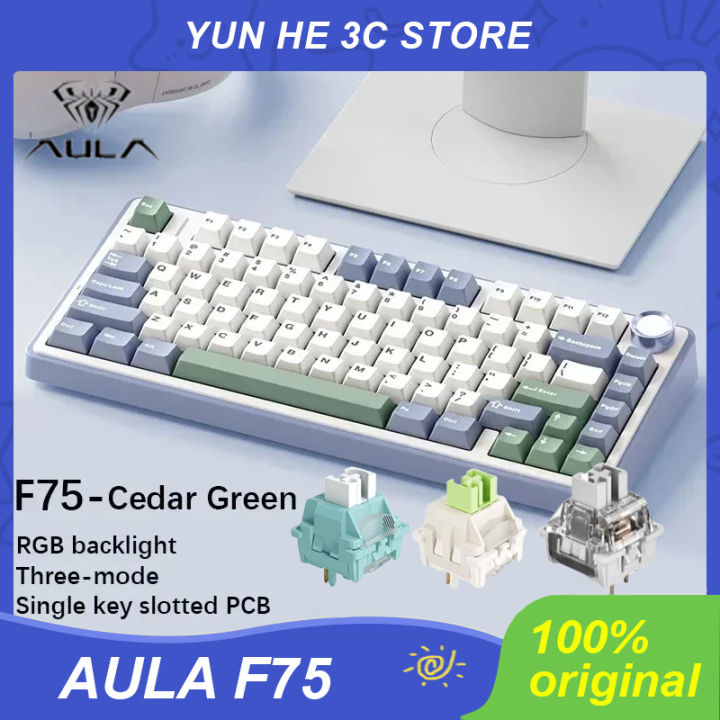 AULA F75 Mechanical Keyboard 2.4G Wireless/Bluetooth/Wired RGB PBT 75% ...
