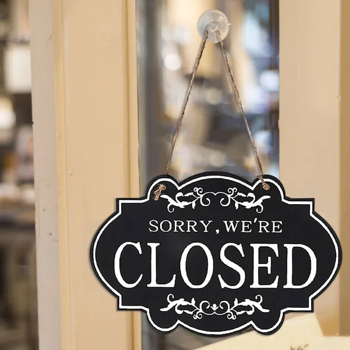 Open And Closed Business Sign Retro Wooden Stores Hanging Sign ...