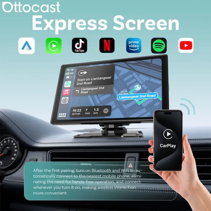 OTTOCAST Express 9” CarPlay Screen Android 13 Car Radio Multimedia ...