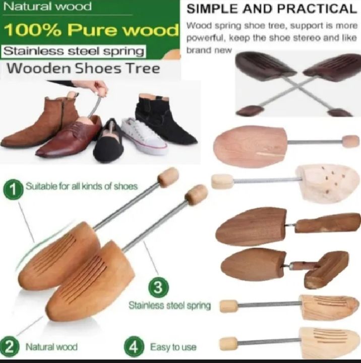 Shoe Tree Wooden Adjustable Shoe Supporter Spring Shoes Stretcher for ...