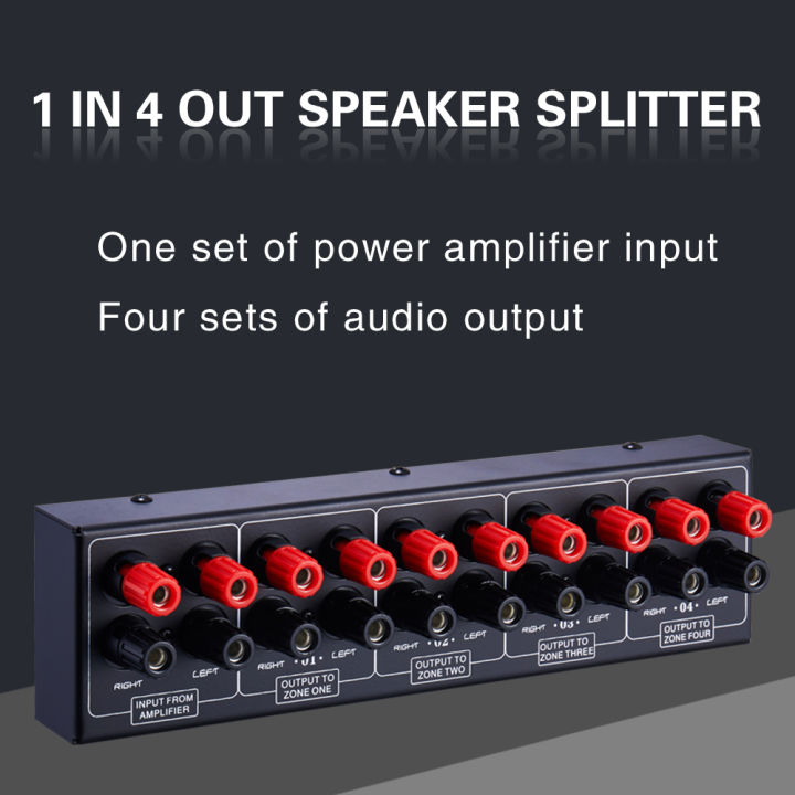 Passive 1-IN-4-OUT Amplifier / Speaker Splitter Box Distributor Audio ...