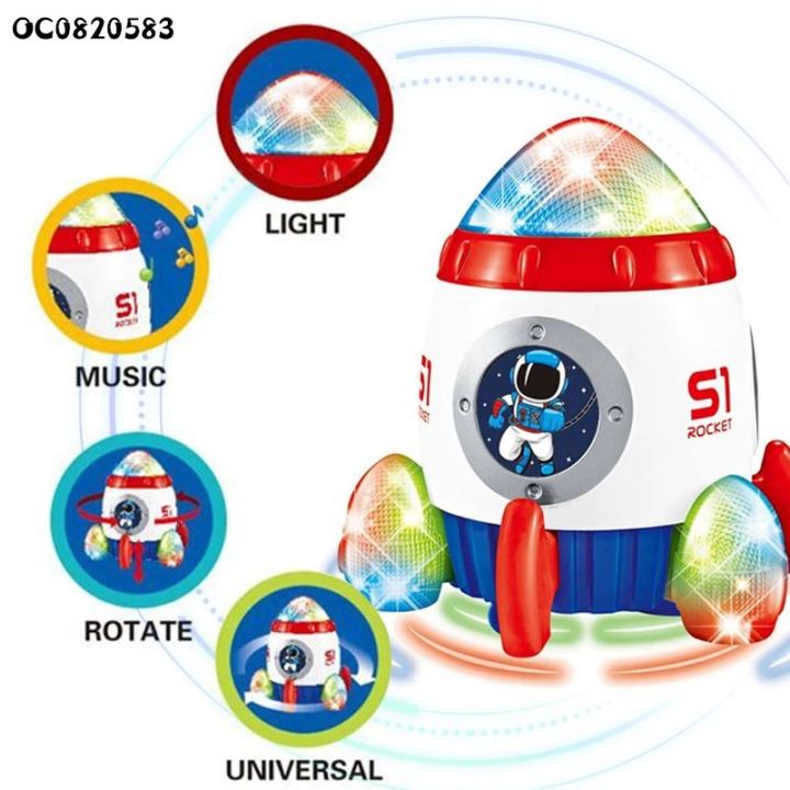 Space Rocket Musical Toy with Flashing Lights and Rotation Feature | Daraz.com.np