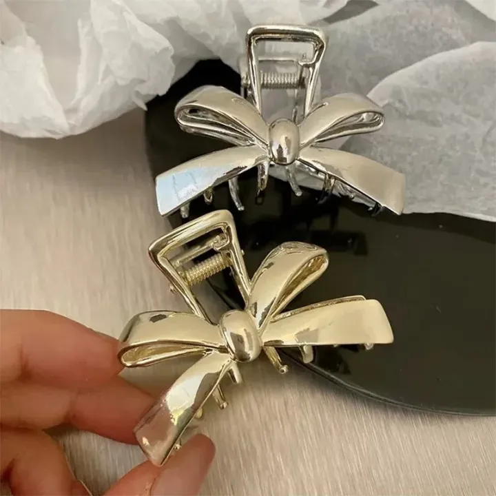 Y2k Bow Tie Grab Claw Clip Women Mini Back Head Shark Hair Clip ...