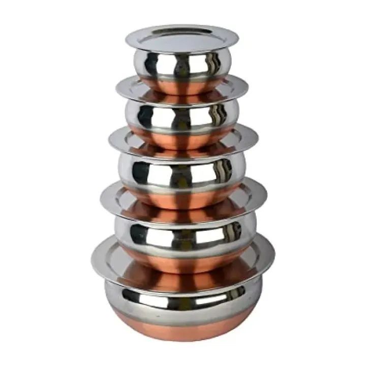 5 Pieces Steel Copper Handi kitchen utensils Set | Daraz.com.np