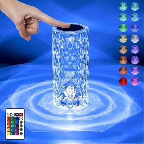 Large Crystal Lamp Rose Light - 16 Colour Changing Crystal Diamond Lamp ...