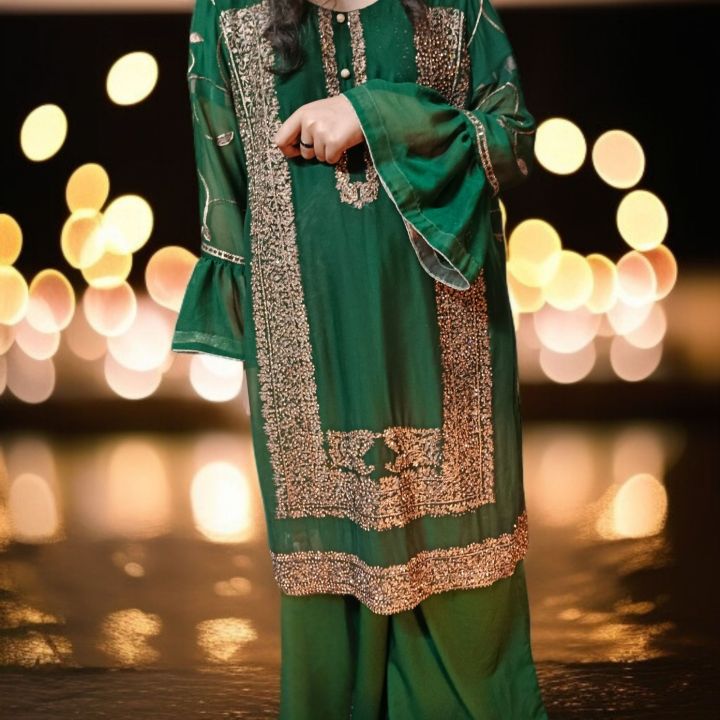 Pakistani Kameez Plazo Heavy Stone Work Designer Dress By Rangeen Kapry ...