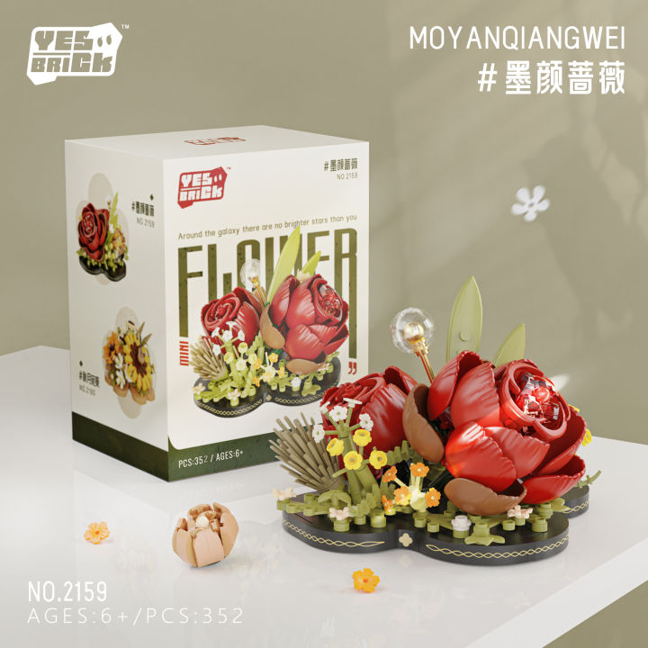 Flower Bouquet Building Set, Mini Bricks Building Blocks Artificial ...