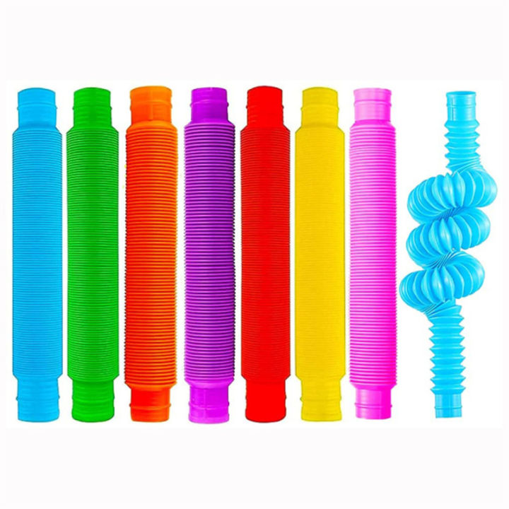 6Pcs Decompression Retractable Pop Tube Ripple Color Relief Anxiety ...
