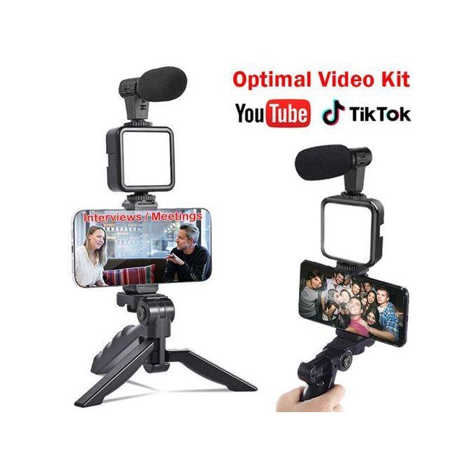 Video Vlogger Kits Microphone LED Fill Light Mini Tripod For Phone Vlog ...