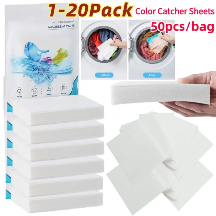 1-20Pack Color Catcher Sheets Laundry Dye Trapping Sheets Washing ...