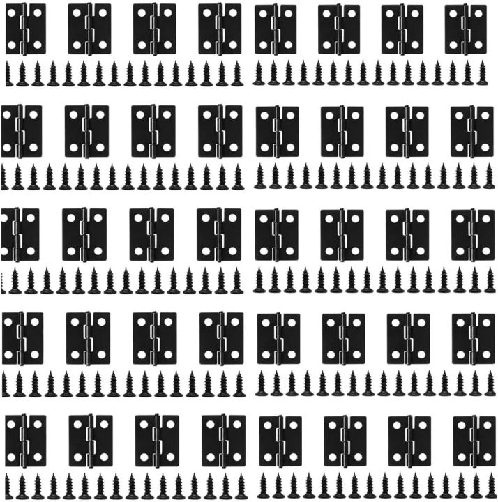 Mini Hinges Black Small Butt Hinge 50Pcs Iron Folding Hinges with 200 ...