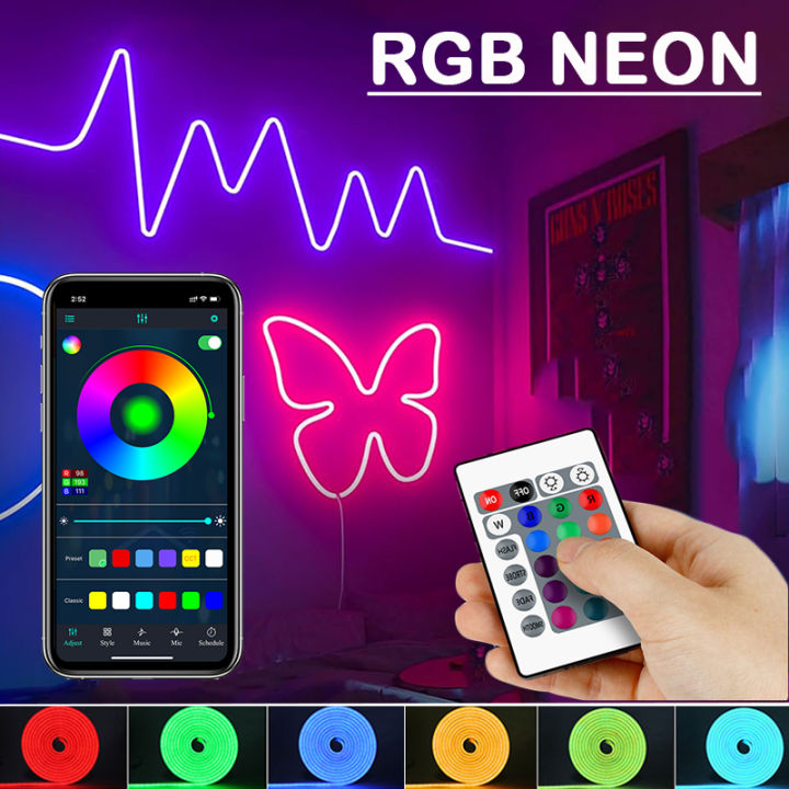 RGB Neon LED Strip Lights, Led Neon Rope Lights with App Remote Control ...