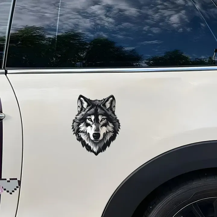 Fierce and Aggressive Wolf Printing Pattern, Sketch Design, Car Sticker ...