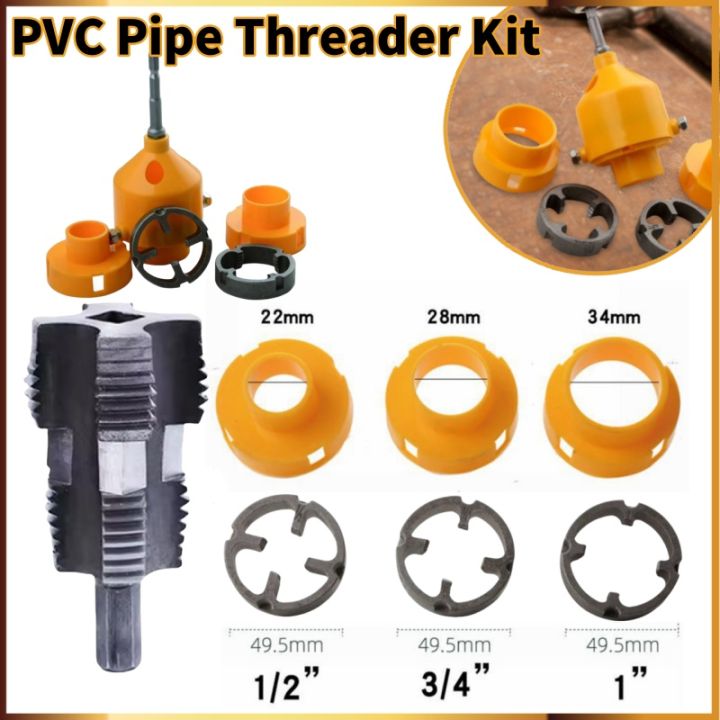 PVC Pipe Threader Kit With 1/2In 3/4 In 1 Inch Dies Pipe Threader Pipe ...