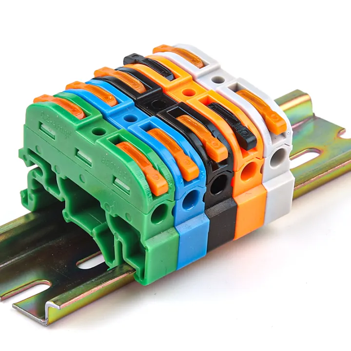 10pcs Din Rail Terminal Block Wire Connector 211 Quick Wire Compact ...