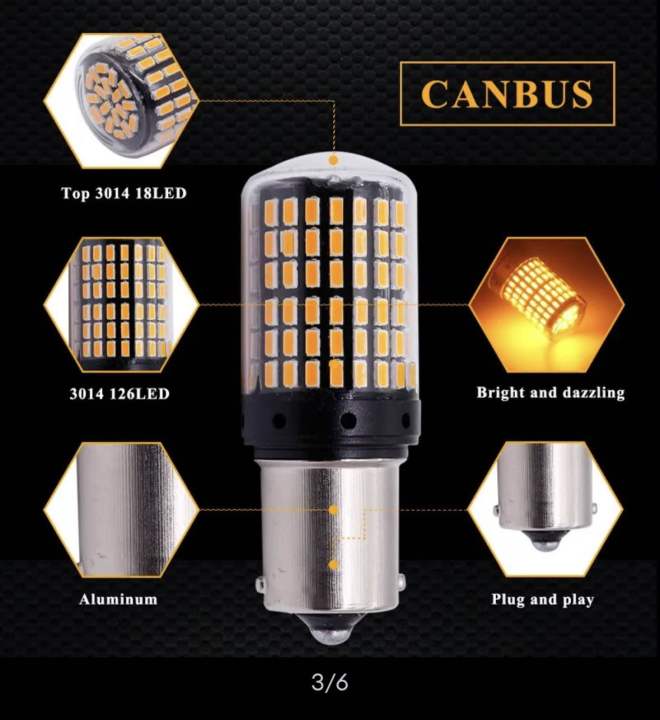 CANBUS LED Turn Signal Indicator Bulbs 2 piece For Car Amber Yellow ...