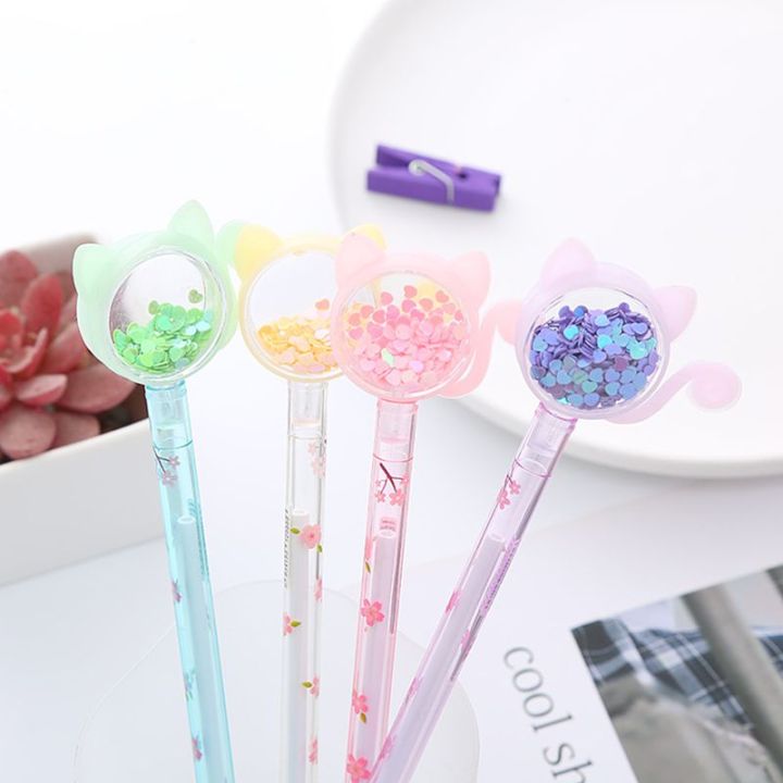 4Pcs Cute Cat Gel Pens Creative Kawaii Kitten Gel Pen Stationery Items ...