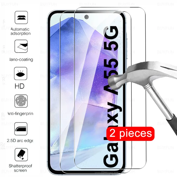 2 Pcs Tempered Glass For Samsung Galaxy A55 5G Screen Protector For ...