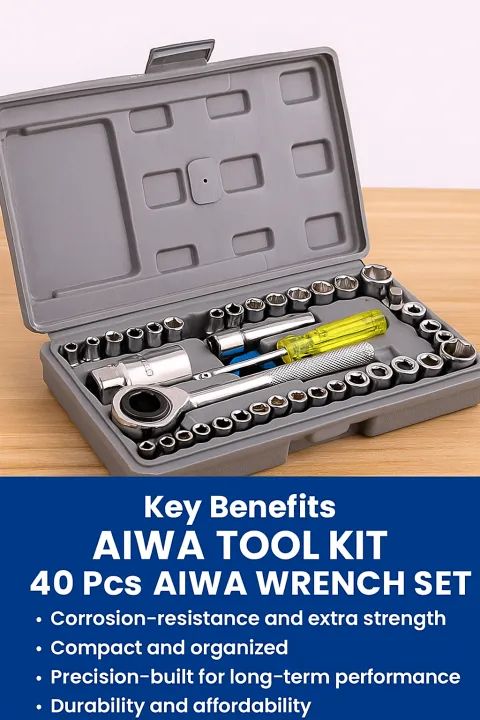 Original Aiwa 40 Piece Toolkit Tool kit Combination Socket Ratchet ...