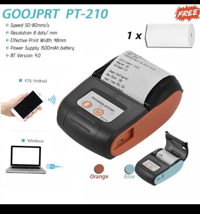 GOOJPRT 58mm 2'' Inch Mini Portable Thermal Printer Wireless PT-210 | Daraz.com.bd