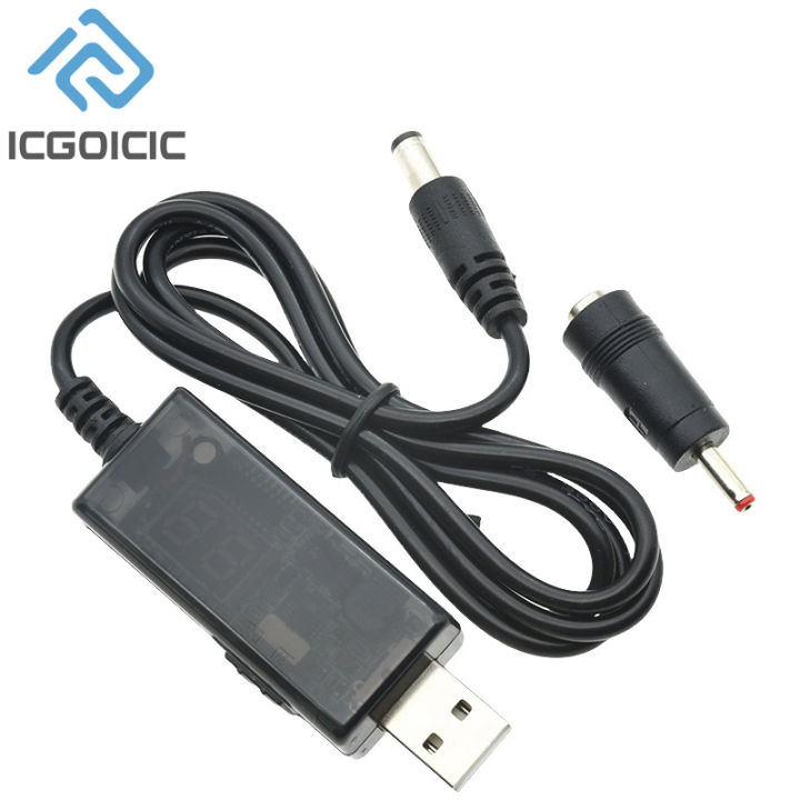DC 5V to 9V 12V USB Step-up Converter USB Boost Converter Cable + 3.5x1.35mm Connecter For Power ...