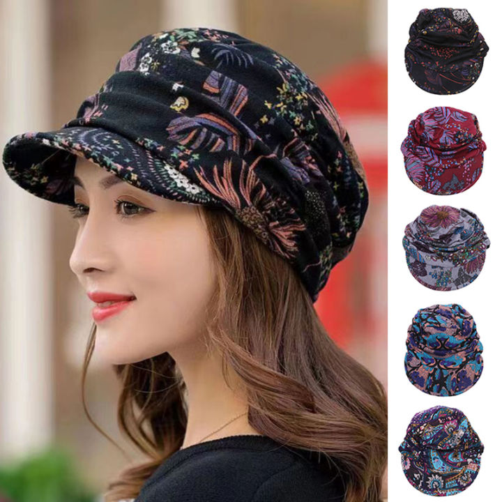 New Autumn Women Peaked Cap Short Brim Warm Foldable Earflap Women Cap ...