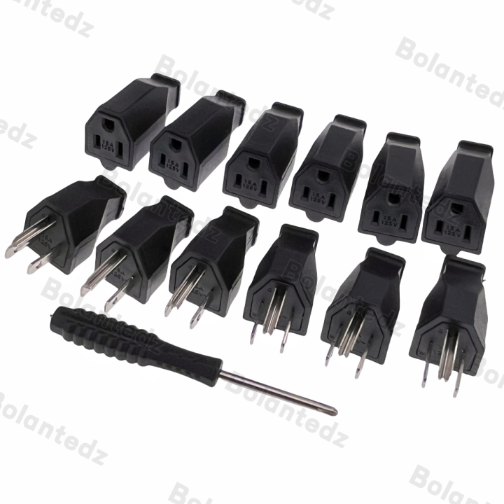 Bolantedz Black Copper American Male Female 3 Pins Power Plug ...