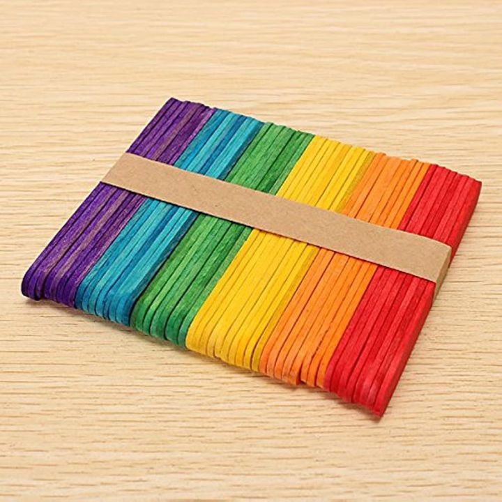 Wooden Ice Cream Stick : 50 Pcs Pack (Color Ice Cream Stick)(F_loverS ...