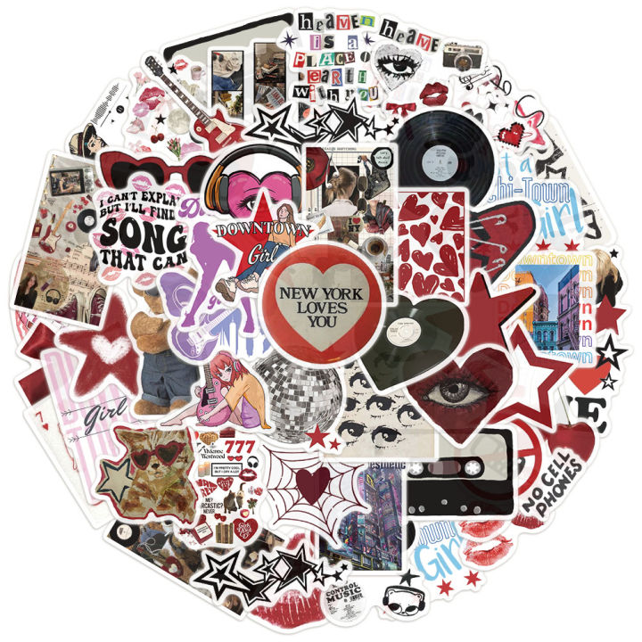 50/100PCS Downtown Y2K Girls Stickers Trendy Guitar Suitcase Phone Case ...