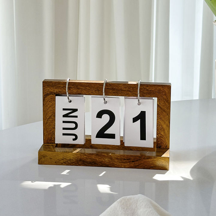 Wooden Retro Home Flipping Calendar Coffee Shop Desktop Decoration DIY ...