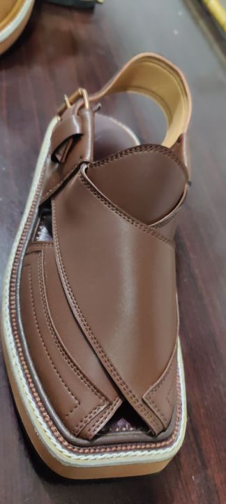 Kaptan Chappal Pure Hand Made Leather Important light and dark brown ...