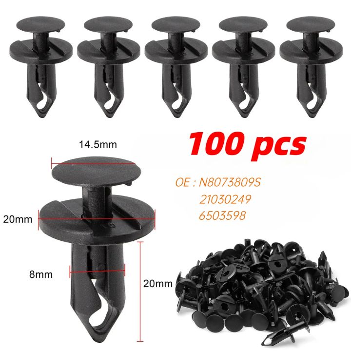 100/50PCS 8mm Car Replacement Push Pin Rivet For Car Bumper Trunk ...