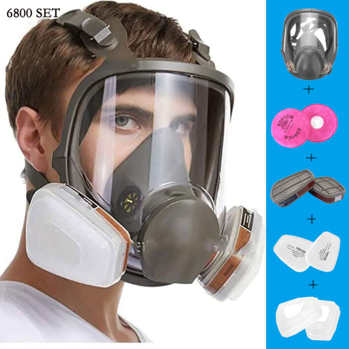 6800Anti-Fog Dustproof Full Face Gas Mask Painting Spraying Respirator ...