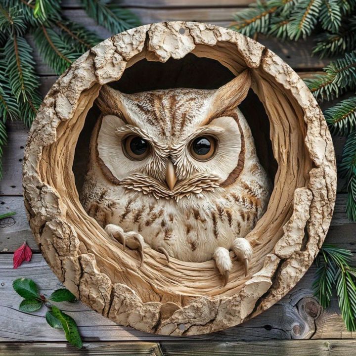 2D Flat Owl - Themed Sign - Wall - Hanging Decor Plaque for Bar Kitchen ...