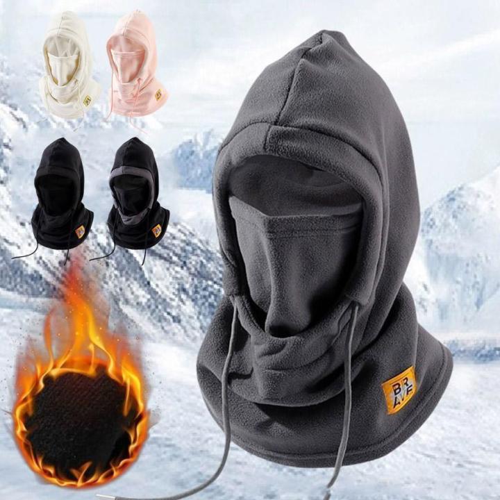 Unisex Winter Hooded Mask Windproof Fleece Face Cover with Neck ...