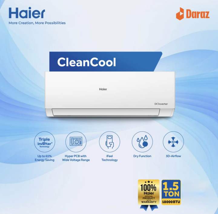 Haier 1.6 Ton CleanCool Inverter AC 19000btu [HSU-19CleanCool(INV)(Pro ...