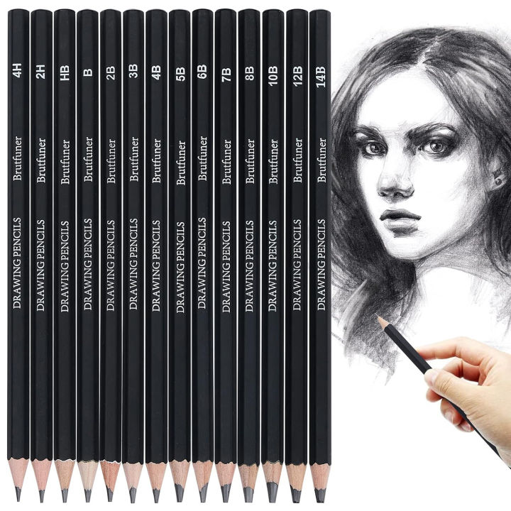14Pcs/Set Drawing Sketch Pencils Set Wooden Professional Art Supplies ...
