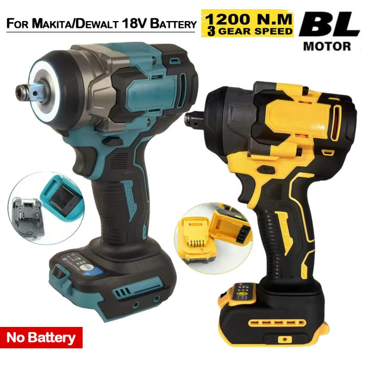 Brushless Electric Impact Wrench 1200N.M Screwdriver Cordless Electric Wrench Power Tools Fit ...