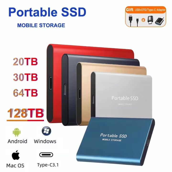 Portable SSD Solid-state Drive 128TB External Hard Drive USB3.0 Type-C ...