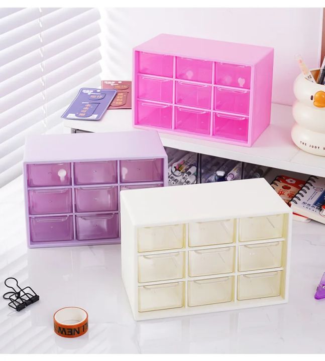 9 Grid drawer organizer Transparent Small Drawer Partitioned Student ...