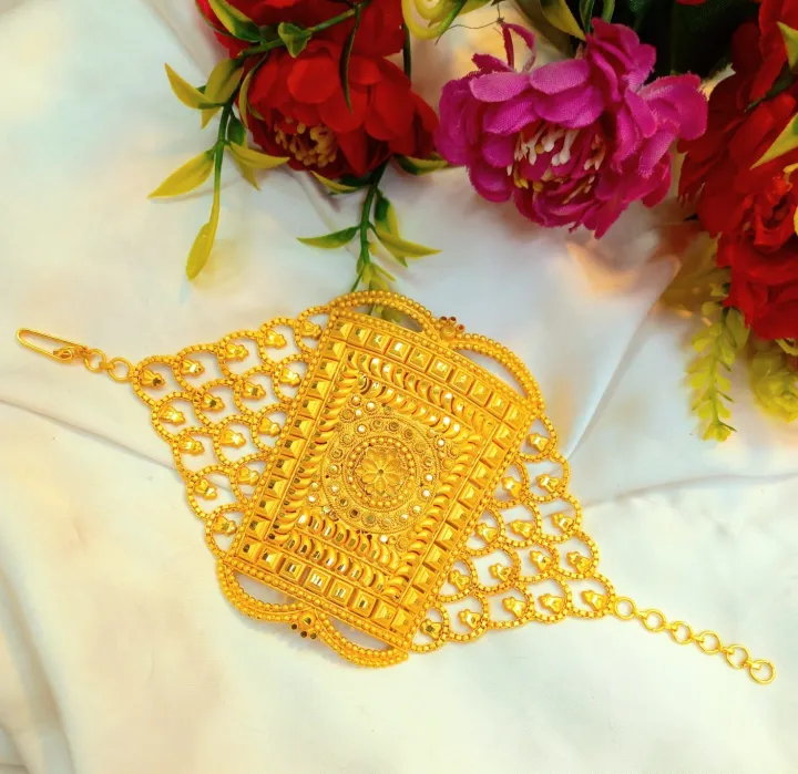 New degain gold plated hand mantasa jewellery set for women | Daraz.com.bd