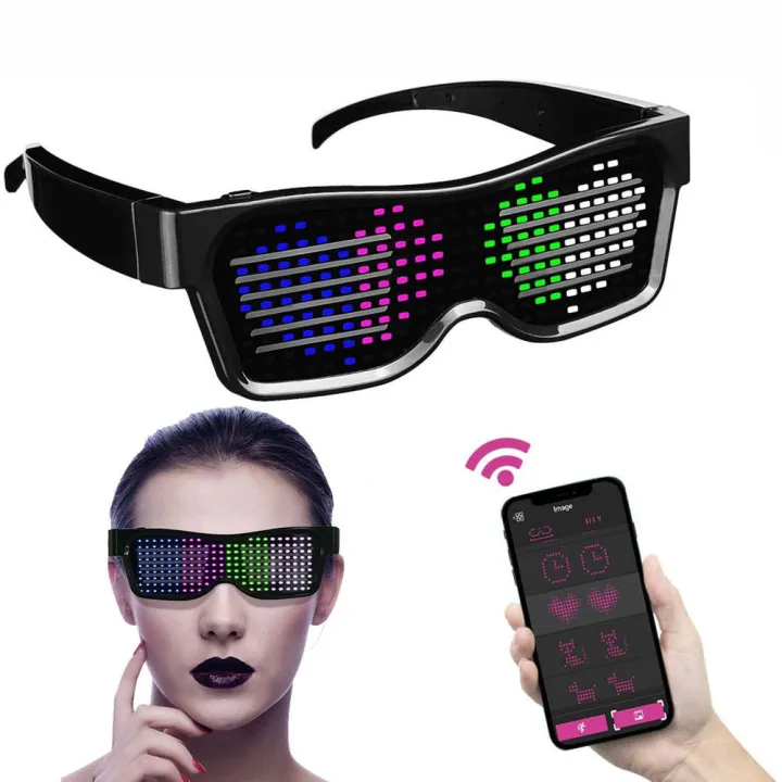 LED Glasses App Control Light up Party Glasses Programmable DIY Text ...