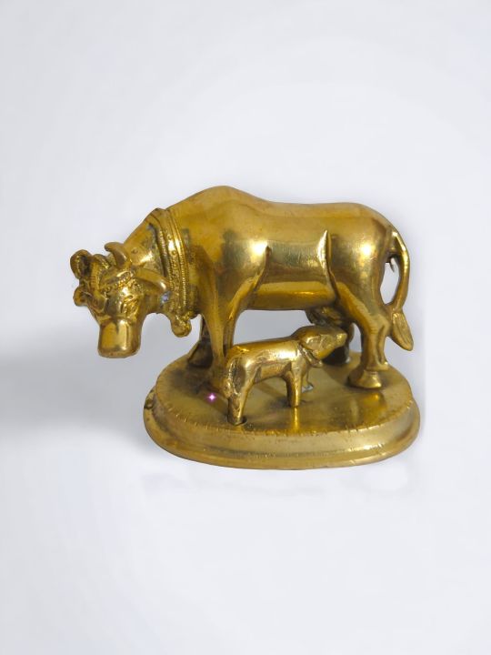 Cow and Calf Brass ldol for home decorations - Height 2.5 inches ...