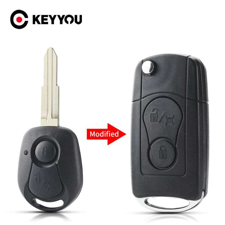 KEYYOU 2 Buttons Modified Flip Folding Remote Car Key Case For ...