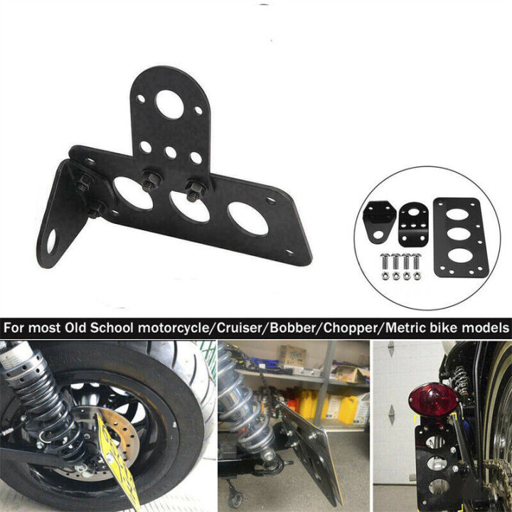 Black Motorcycle License Plate Side Mount Holder Bracket Tail Brake ...