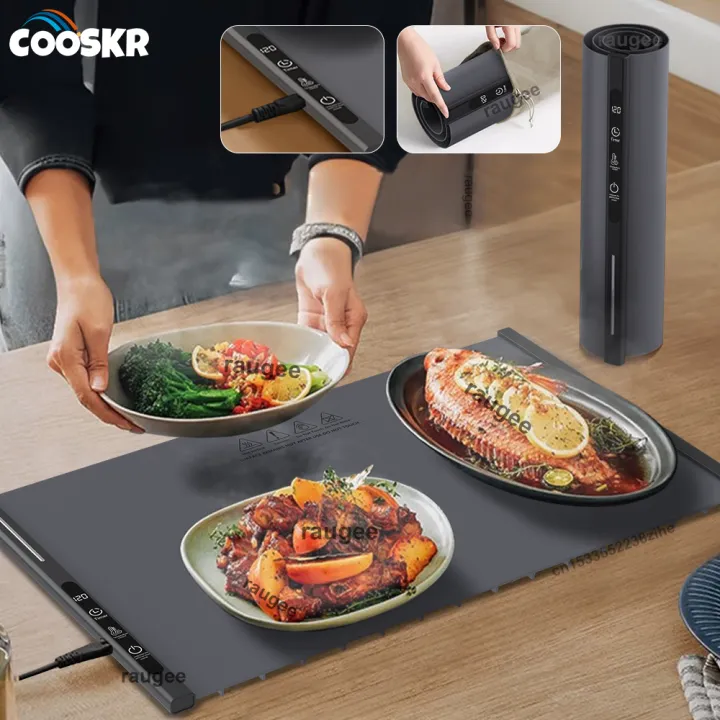 Electric Food Warmer Plate Foldable Warming Tray Plate Warmer Mat Food ...