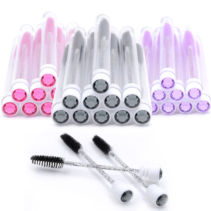 10pcs Diamond Eyelash Brushes Spoolies Reusable Lash Mascara Wands In ...