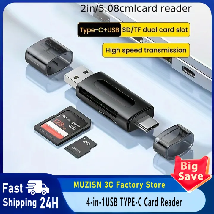 4-in-1 Multifunction USB TYPE-C Card Reader External Storage Black ...